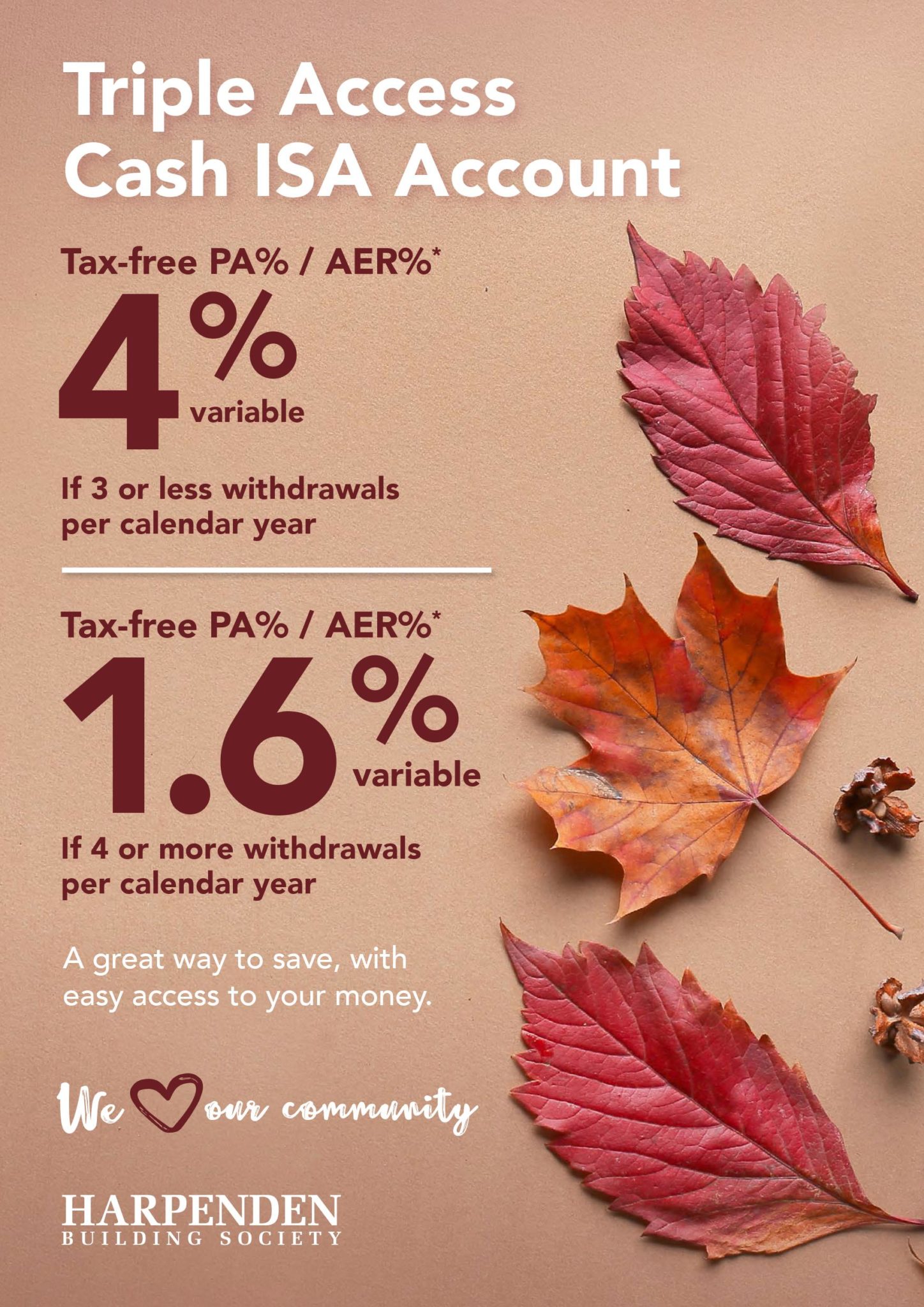 Triple Access Cash ISA - Harpenden Building Society